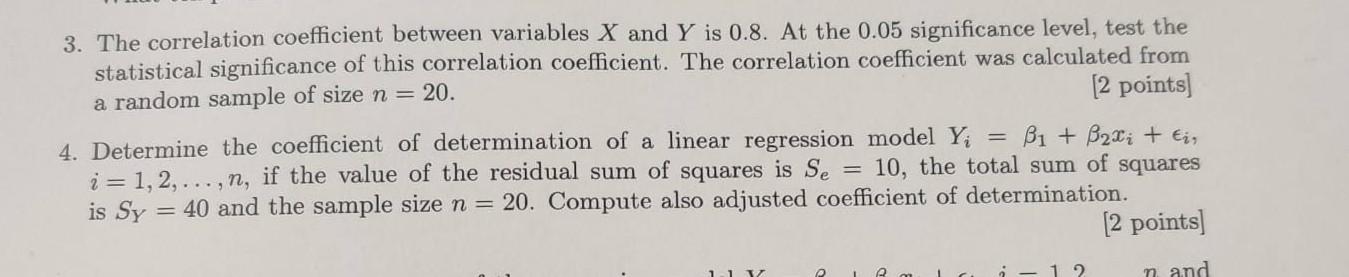 Solved 3. The correlation coefficient between variables X | Chegg.com