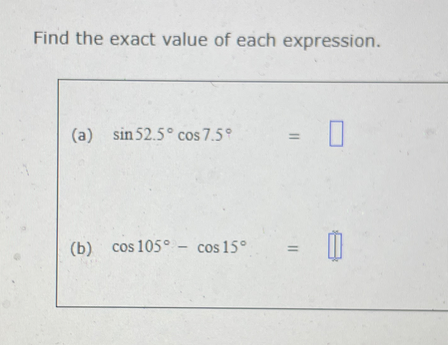 Solved Find the exact value of each | Chegg.com