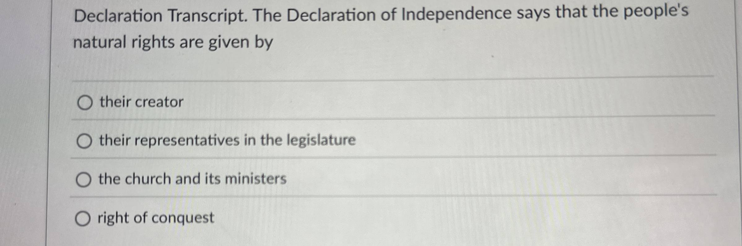 Solved Declaration Transcript. The Declaration of | Chegg.com