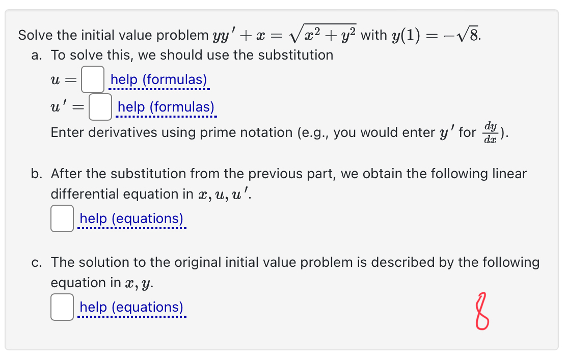 Solved Solve the initial value problem yy'+x=x2+y22 ﻿with | Chegg.com