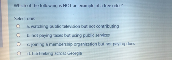 Solved Which of the following is NOT an example of a free | Chegg.com