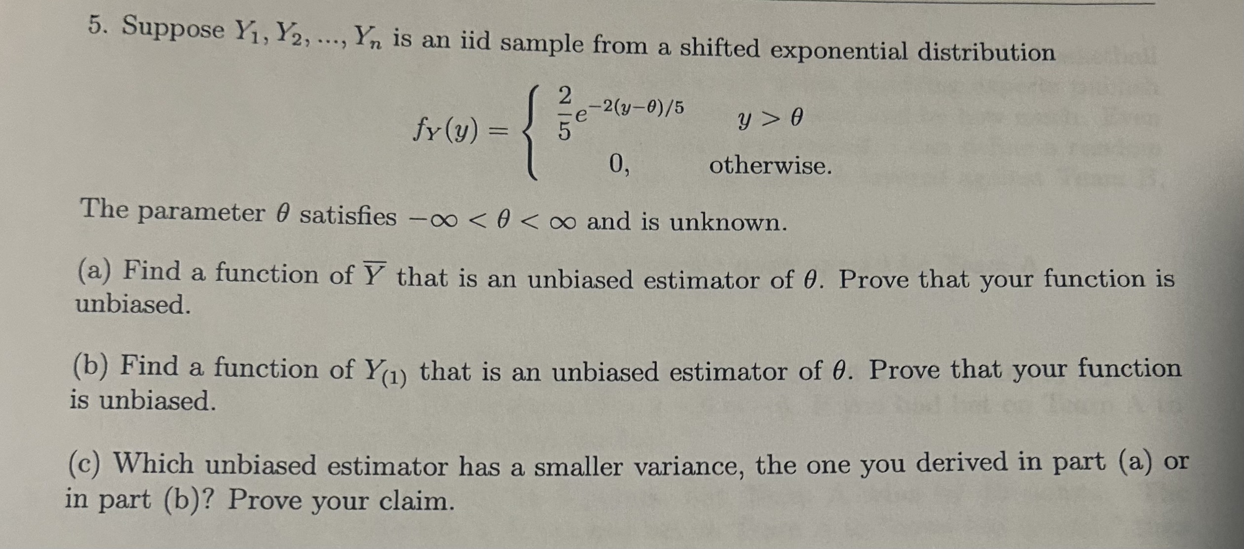 Suppose Y1,Y2,dots,Yn ﻿is an iid sample from a | Chegg.com