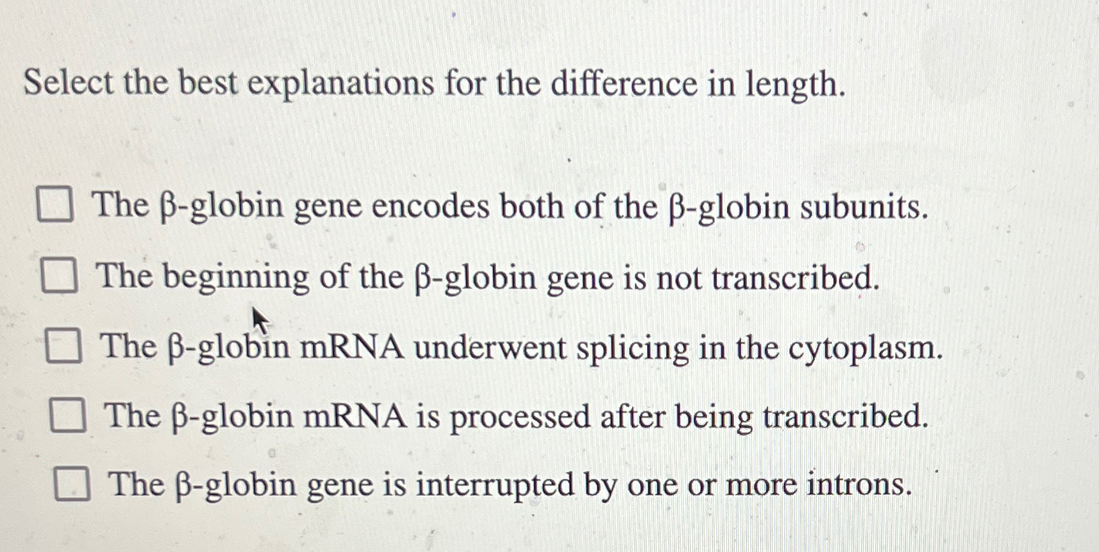 Solved Select the best explanations for the difference in | Chegg.com