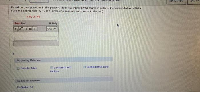 Solved based on rheir positions in the periodic table, list | Chegg.com