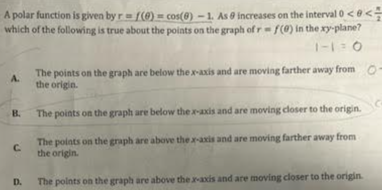 Solved A polar function is given by r=f(θ)=cos(θ)-1. ﻿As θ | Chegg.com
