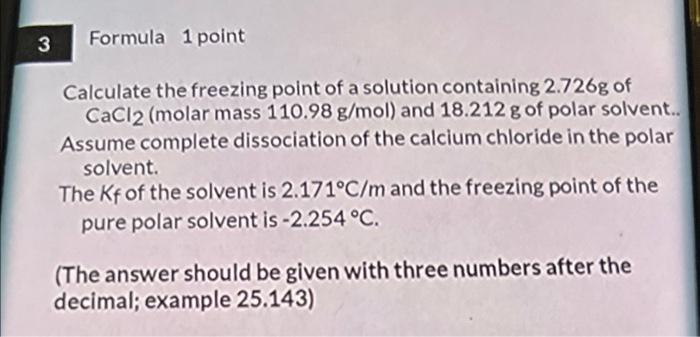 Solved Calculate the freezing point of a solution containing | Chegg.com