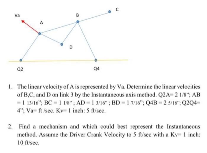 Solved с Va B A A D Q2 Q4 1. The linear velocity of A is | Chegg.com