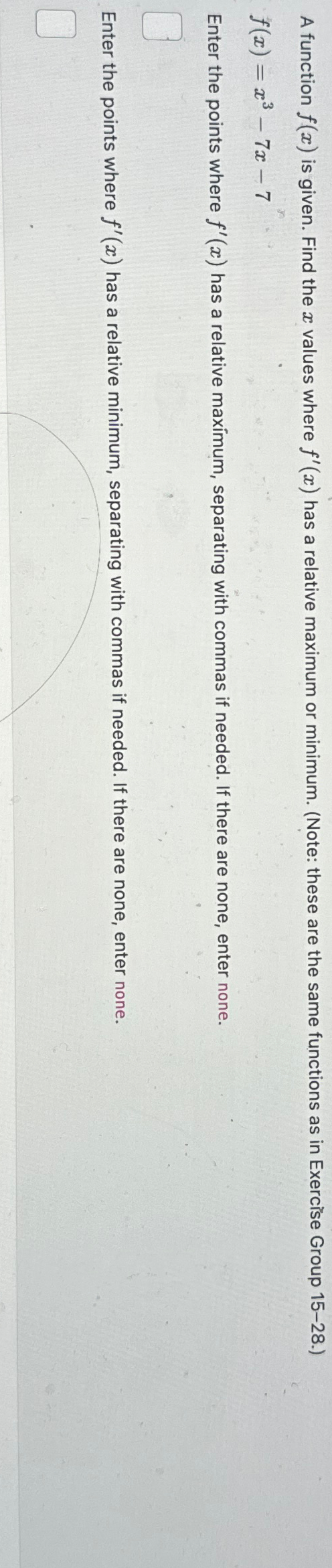 Solved A function f(x) ﻿is given. Find the x ﻿values where | Chegg.com