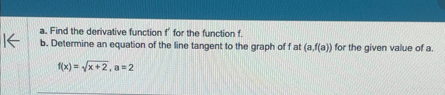 Solved a. ﻿Find the derivative function f' ﻿for the function | Chegg.com