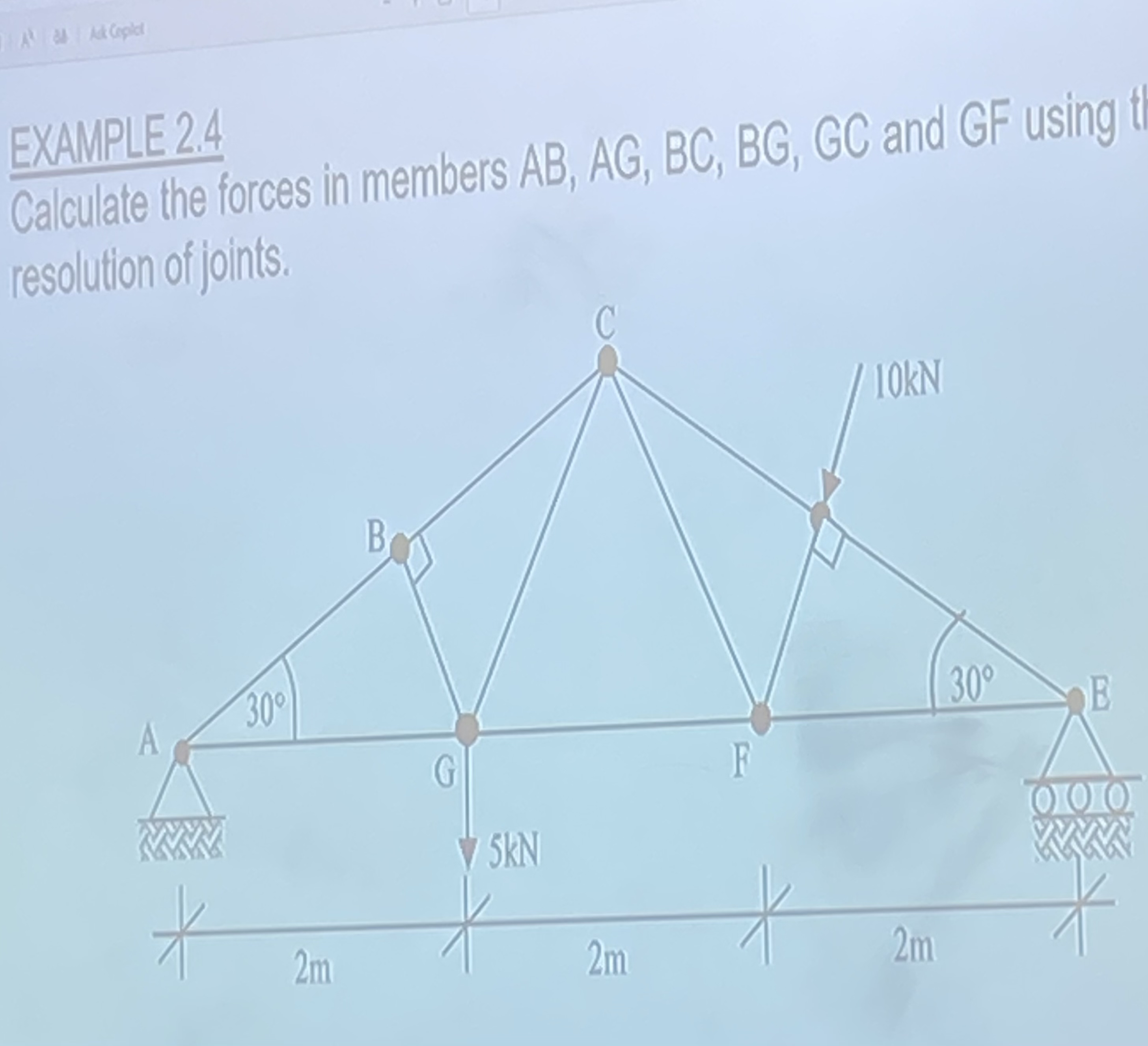 Solved EXAMPLE2.4Calculate the forces in members | Chegg.com