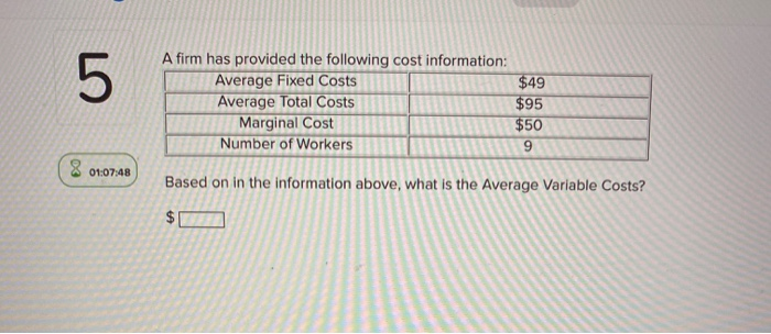 Solved or A firm has provided the following cost | Chegg.com