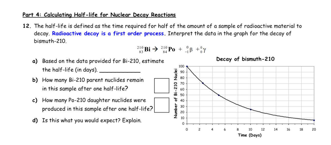 Part 4: Calculating Half-life for Nuclear Decay | Chegg.com