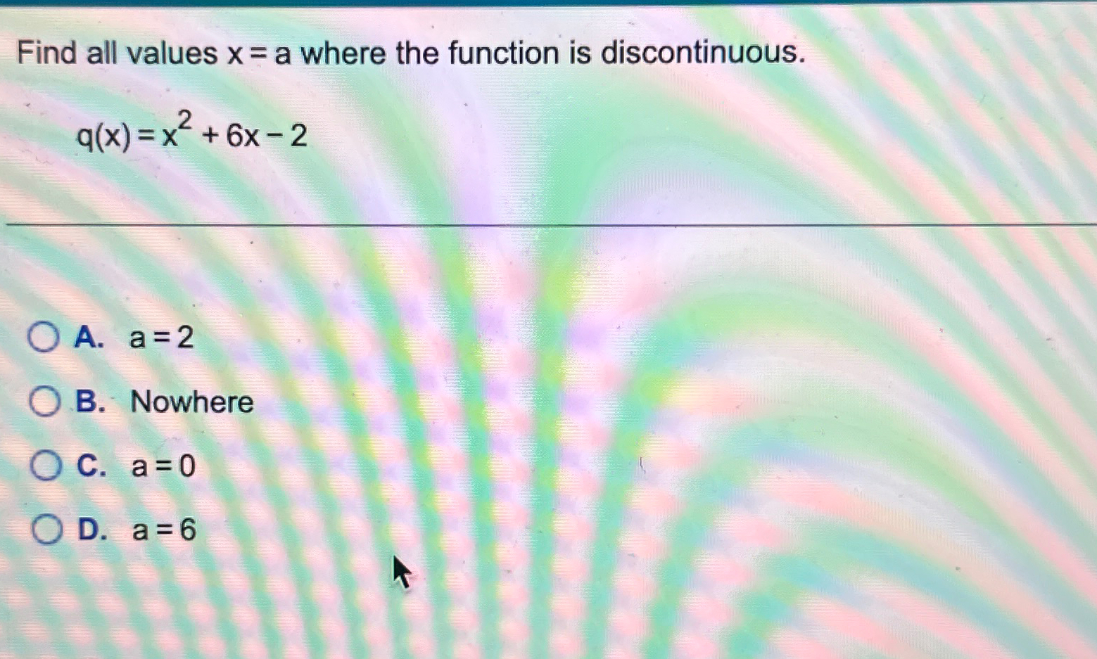 Solved Find all values x=a where the function is | Chegg.com