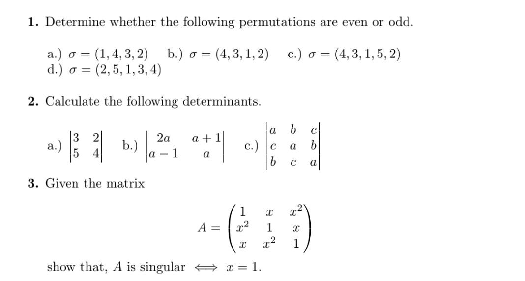 Solved 1. Determine whether the following permutations are | Chegg.com