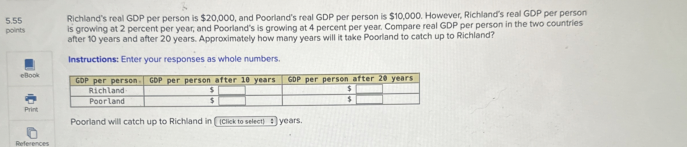 Solved 5.55 ﻿Richland's real GDP per person is $20,000, ﻿and | Chegg.com