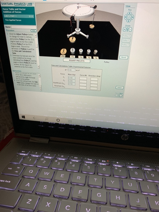 Pan VIRTUAL PHYSICS LAB Force Table and Vector | Chegg.com