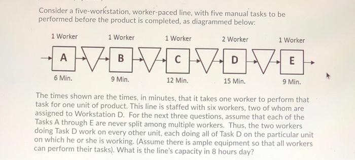 Solved Consider a five-workstation, worker-paced line, with | Chegg.com