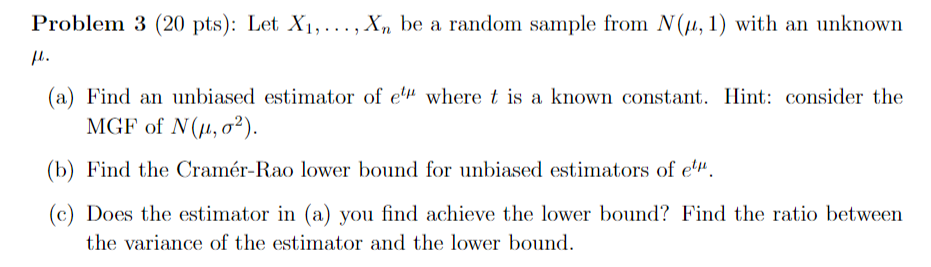 Solved Problem 2 (30 ﻿pts): Let x1,dots,xn ﻿be a i.i.d. | Chegg.com