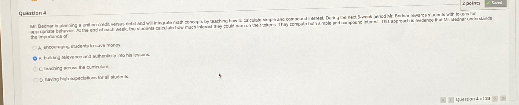 Solved 2 ﻿pointsSavedQuestion 4 ﻿the importance ofA | Chegg.com