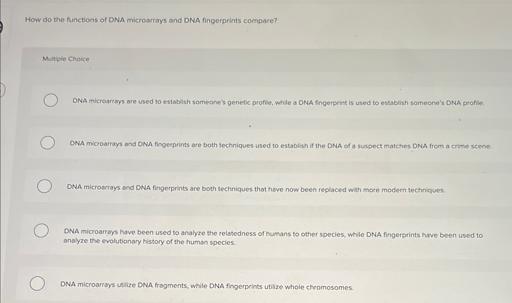 Solved How do the functions of DNA microarrays and DNA | Chegg.com