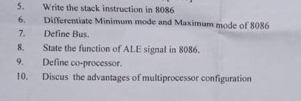 Solved 5. 6. 7. Write the stack instruction in 8086 | Chegg.com