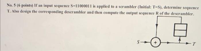 No. 5 (6 points) If an input sequence S=11000011 is | Chegg.com