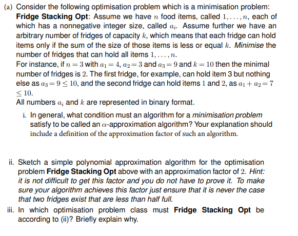 Solved (a) ﻿Consider the following optimisation problem | Chegg.com