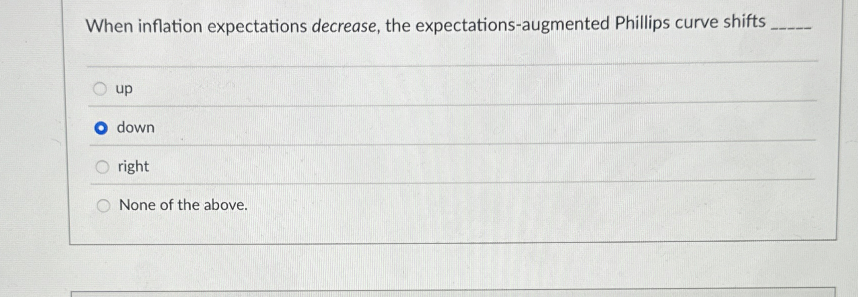 Solved When inflation expectations decrease, the | Chegg.com