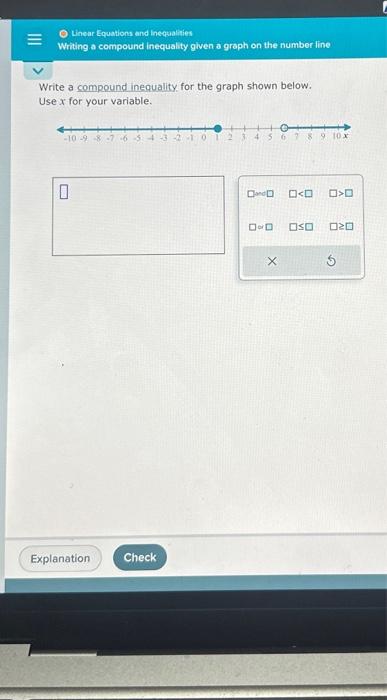 Write a compound inequality for the graph shown | Chegg.com