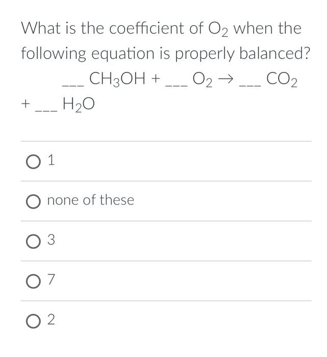 Solved What is the coefficient of O2 when the following | Chegg.com