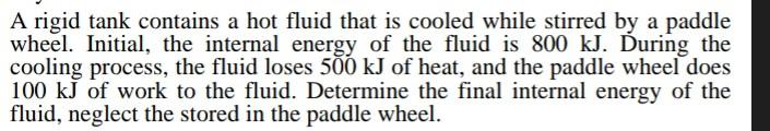 Solved A rigid tank contains a hot fluid that is cooled | Chegg.com