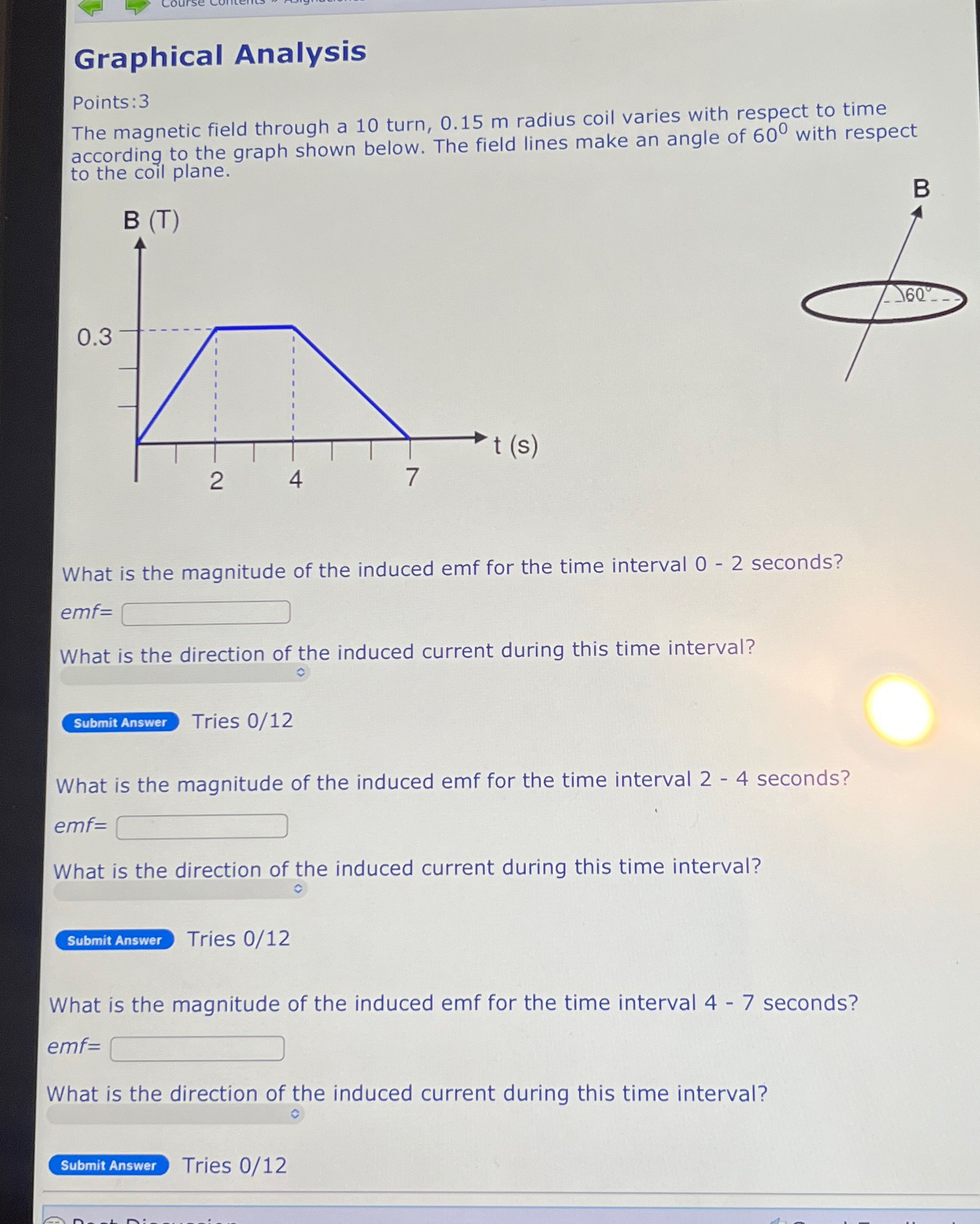Solved Graphical AnalysisPoints:3The magnetic field through | Chegg.com