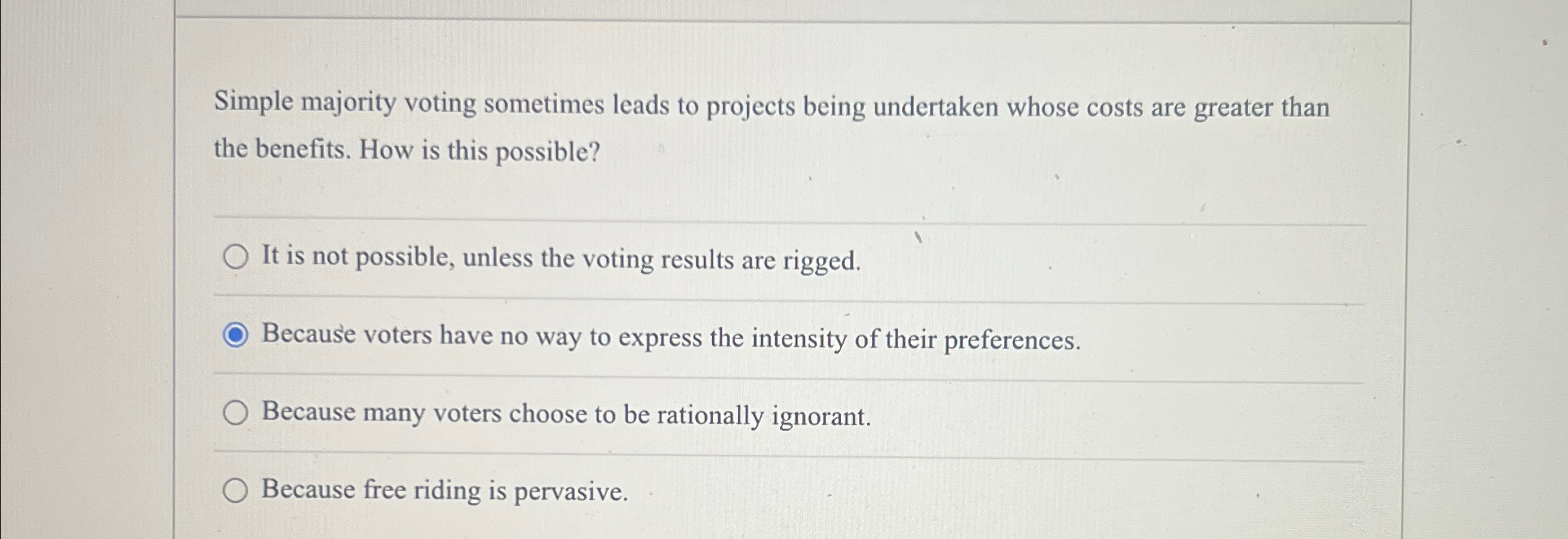 Solved Simple majority voting sometimes leads to projects | Chegg.com