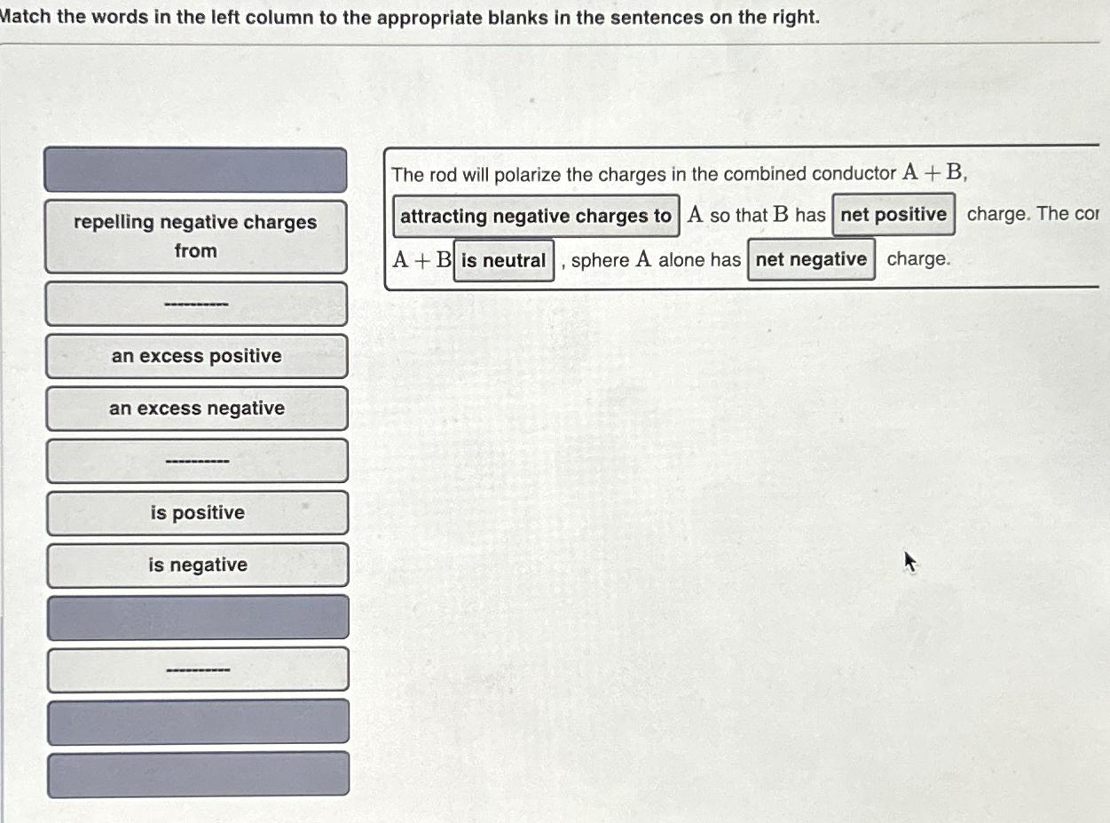 Solved Match the words in the left column to the appropriate | Chegg.com