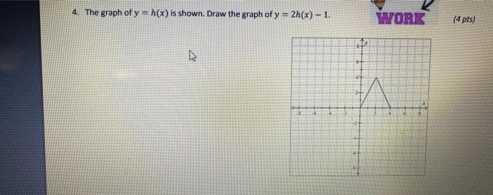 Solved 4. The graph of y=h(x) is shown. Draw the graph of y | Chegg.com