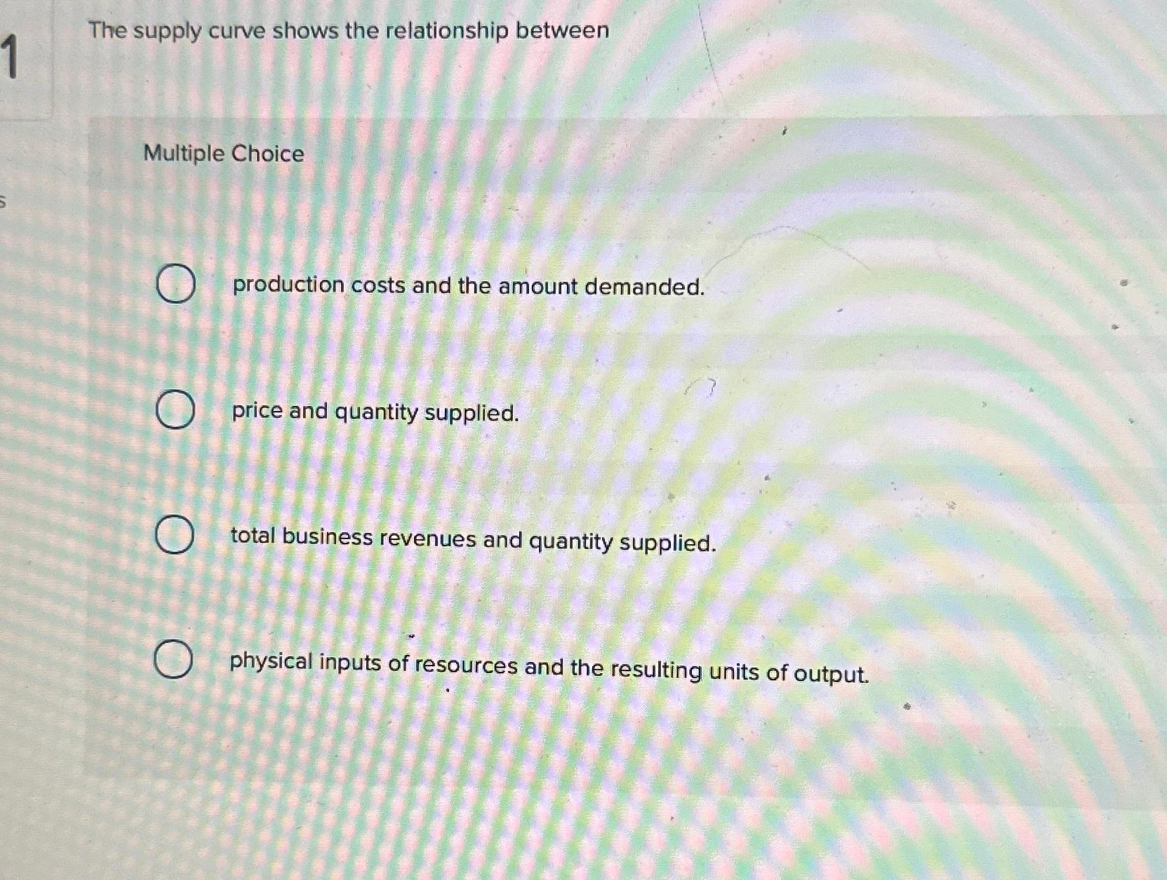 Solved 1The supply curve shows the relationship | Chegg.com
