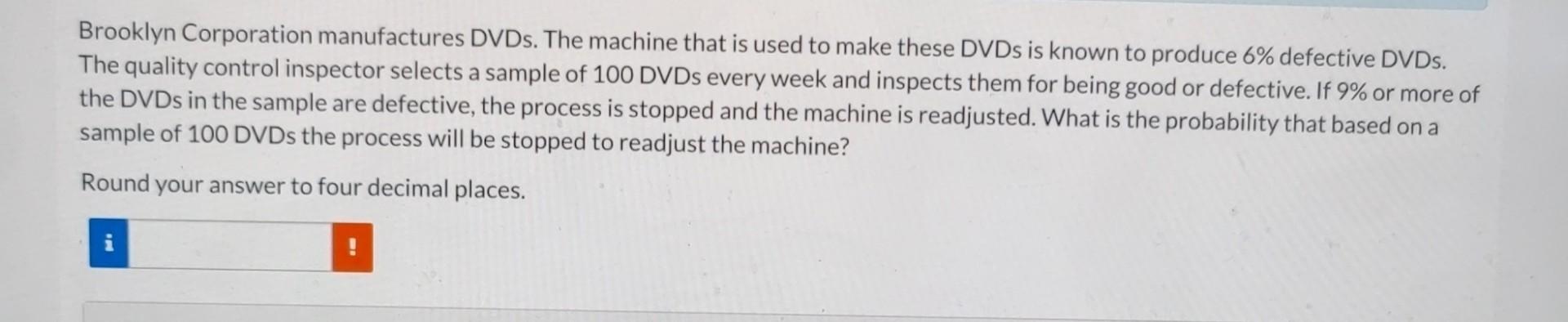Solved Brooklyn Corporation manufactures DVDs. The machine | Chegg.com