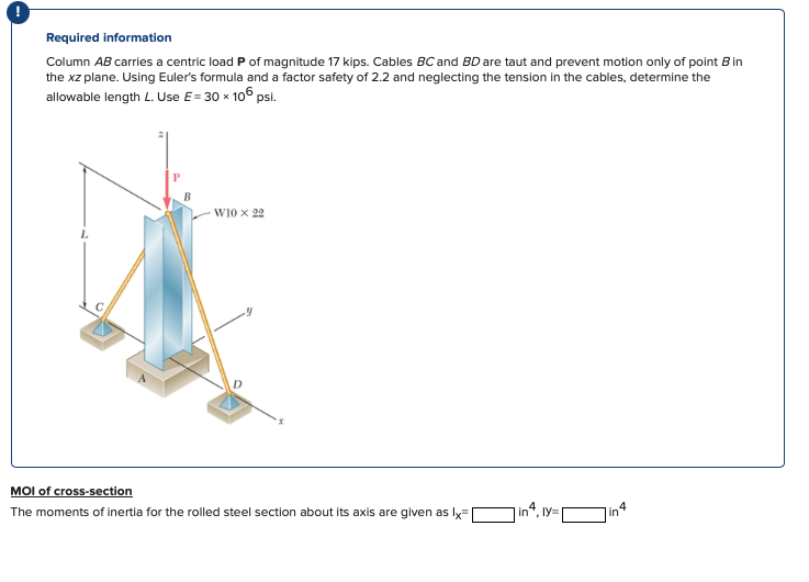 Solved Required informationColumn AB ﻿carries a centric load | Chegg.com