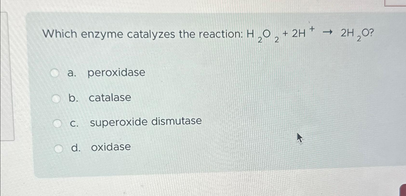 Solved Which enzyme catalyzes the reaction: | Chegg.com
