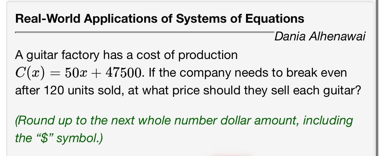 Solved Real-World Applications of Systems of EquationsDania | Chegg.com Solved Real-World Applications of Systems of EquationsDania | Chegg.com