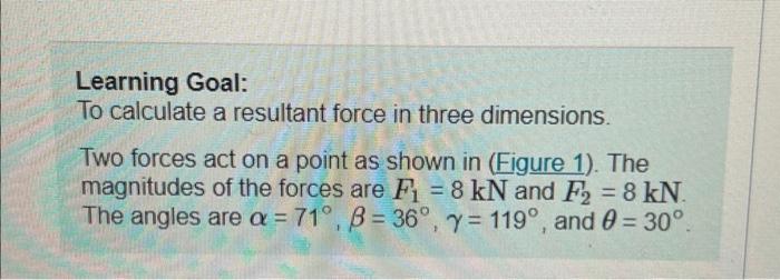 Learning Goal: To calculate a resultant force in | Chegg.com
