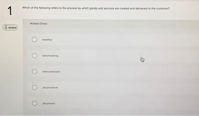 Solved 1 00:29:14 Which of the following refers to the | Chegg.com