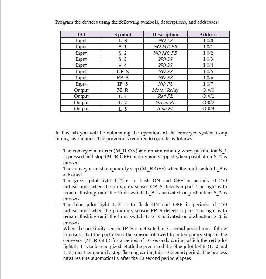 Program the devices using the following symbols, | Chegg.com