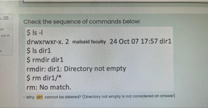 Solved 1 Check the sequence of commands below: $ ls -l | Chegg.com