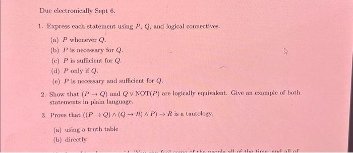 Solved 1. Express each statement using P,Q, and logical | Chegg.com