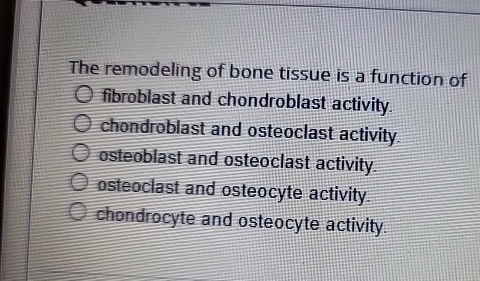 Solved The remodeling of bone tissue is a function of | Chegg.com