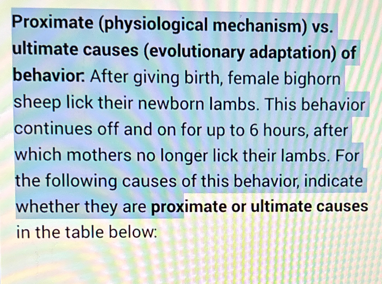 Solved Proximate (physiological mechanism) ﻿vs. ﻿ultimate | Chegg.com
