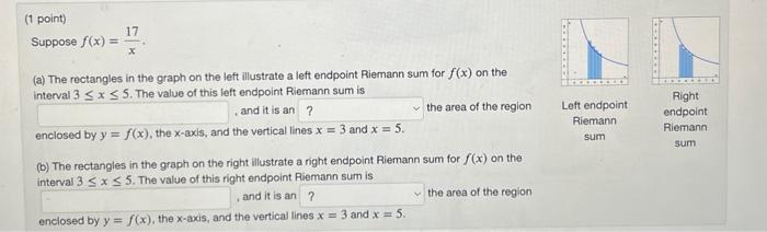 Solved (1 point) Suppose f(x)=x17 (a) The rectangles in the | Chegg.com