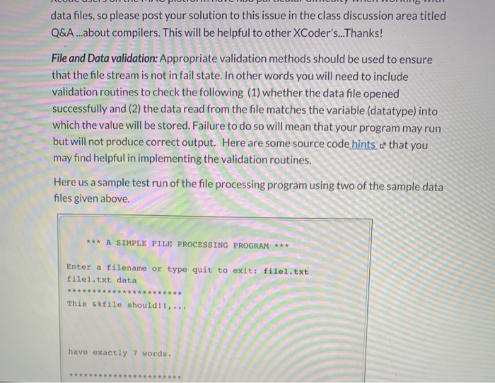 Solved Write a program that prints out the file data and | Chegg.com