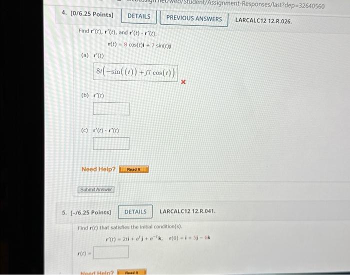 Solved Find r′(t),r′′(t), and r′(t)⋅r′′(t). | Chegg.com